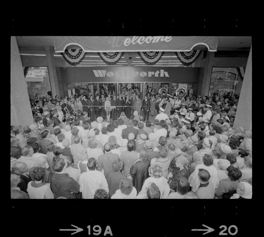 Ribbon cutting at Woolworth's opening day - Digital Commonwealth