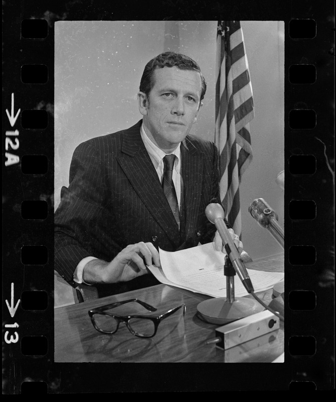 David Bartley, Speaker of the Mass. House, tells newsmen about the ...