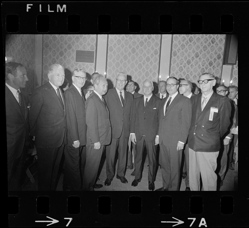 Chief Justice Earl Warren, center, with others for the cornerstone ...