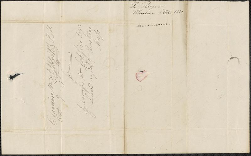Z. Rogers to George Coffin, 8 October 1833 - Digital Commonwealth