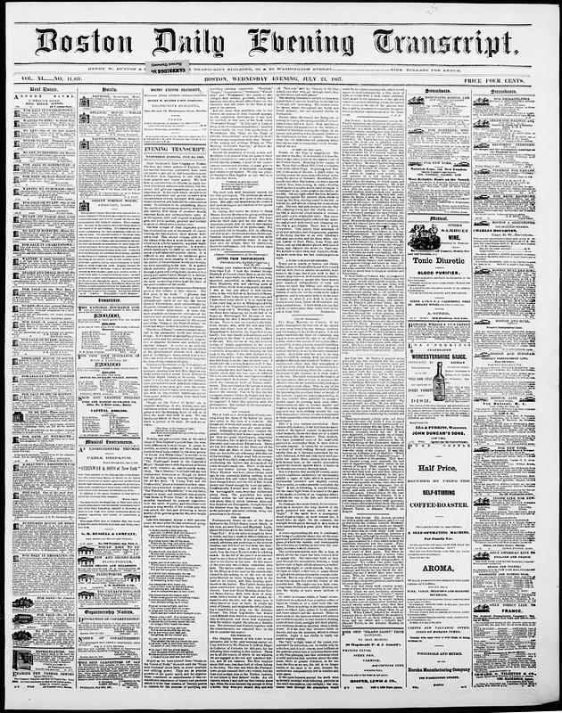 Boston Daily Evening Transcript. July 24, 1867 - Digital Commonwealth