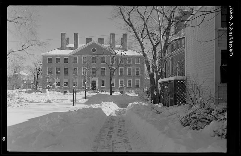 Byerly Hall in snow, Radcliffe College - Digital Commonwealth