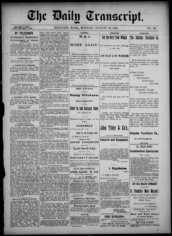 The Daily Transcript. August 20, 1883 - Digital Commonwealth