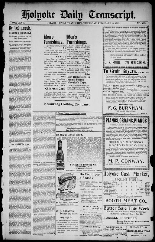 The Holyoke Daily Transcript. February 10, 1898 - Digital Commonwealth