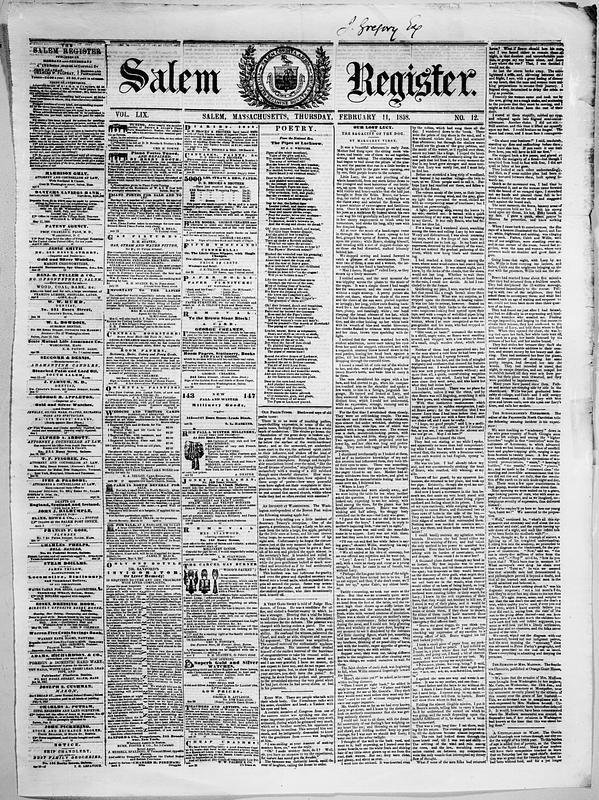 Salem Register. February 11, 1858 - Digital Commonwealth