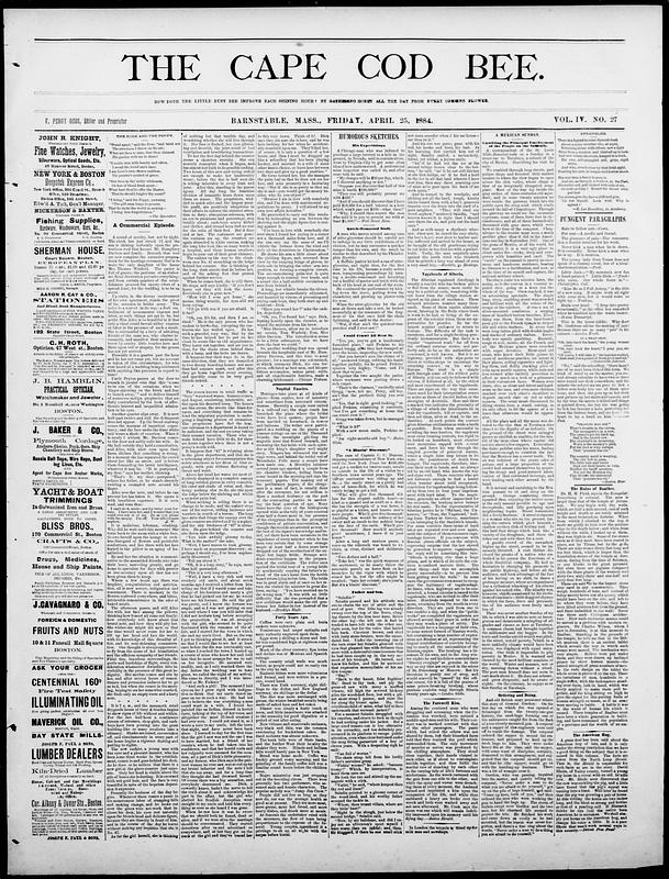 The Cape Cod Bee. April 25, 1884 - Digital Commonwealth