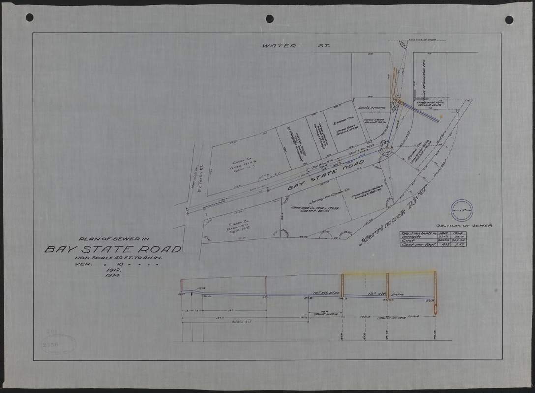Plan of sewer in Bay State Road - Digital Commonwealth