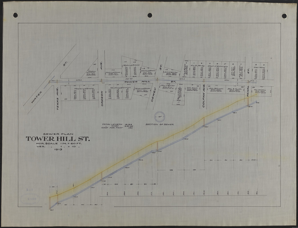 Tower Hill St. sewer plan - Digital Commonwealth
