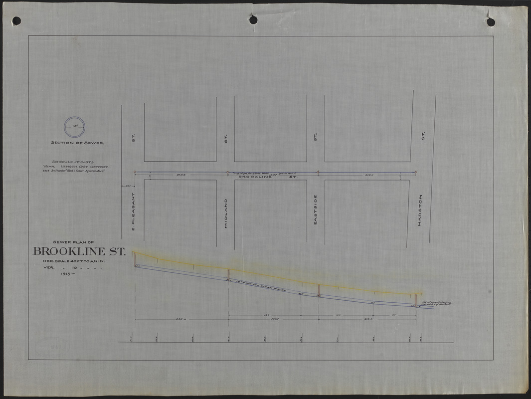 Sewer plan of Brookline St. - Digital Commonwealth