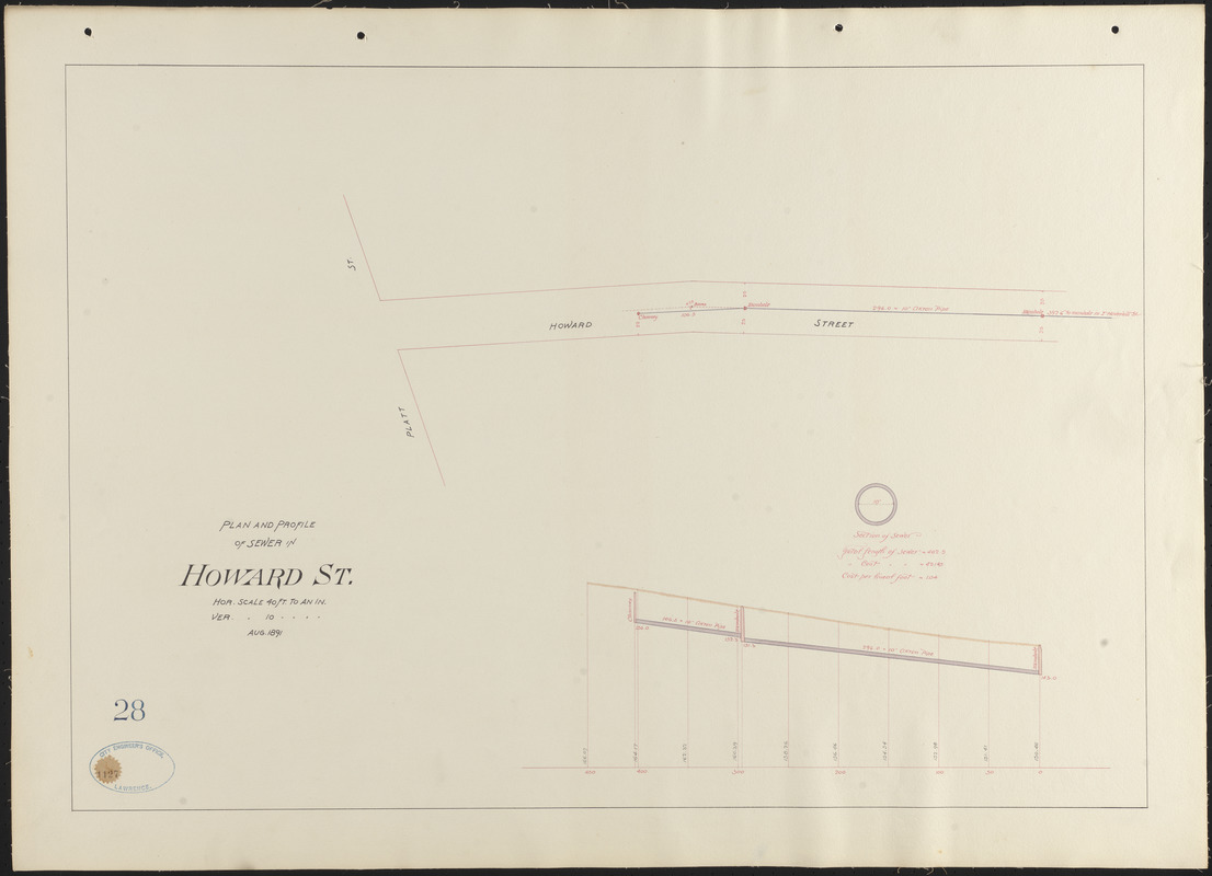 Plan and profile of sewer in Howard St. - Digital Commonwealth