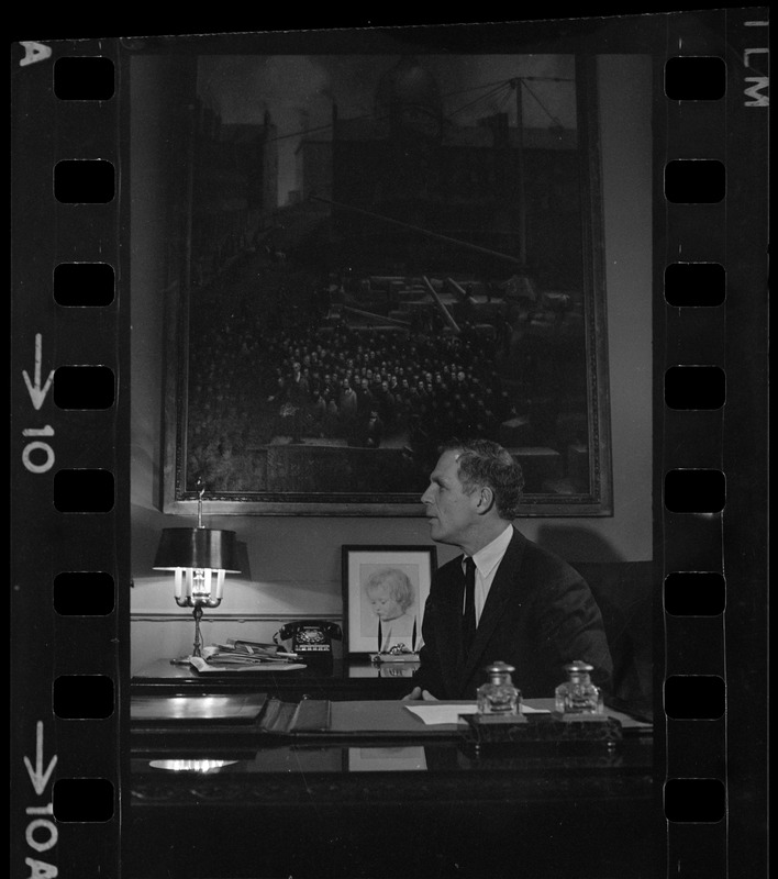 Boston Mayor Kevin White at desk - Digital Commonwealth