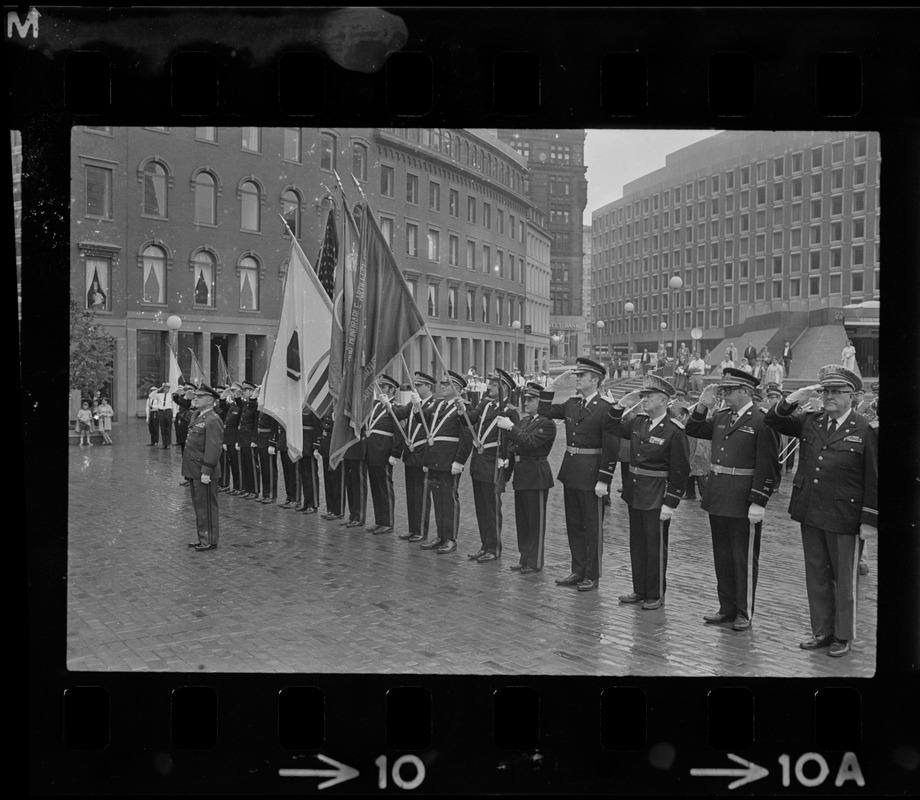 Color guard at Boston City Hall on Fourth of July - Digital Commonwealth