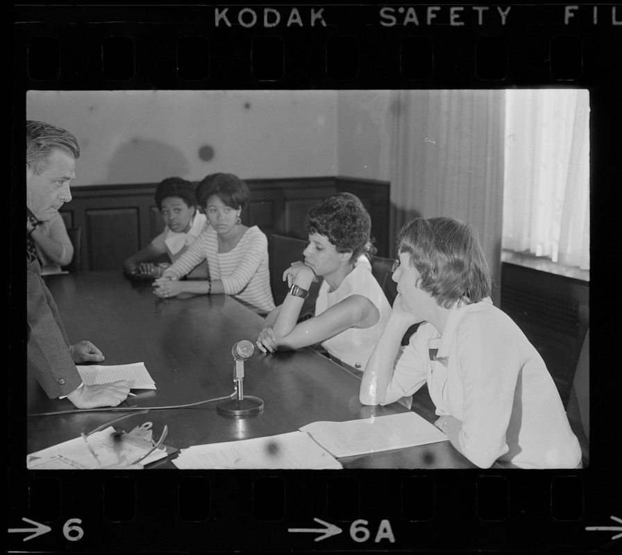 Wellesley College President Ruth Adams (right) meets with students ...