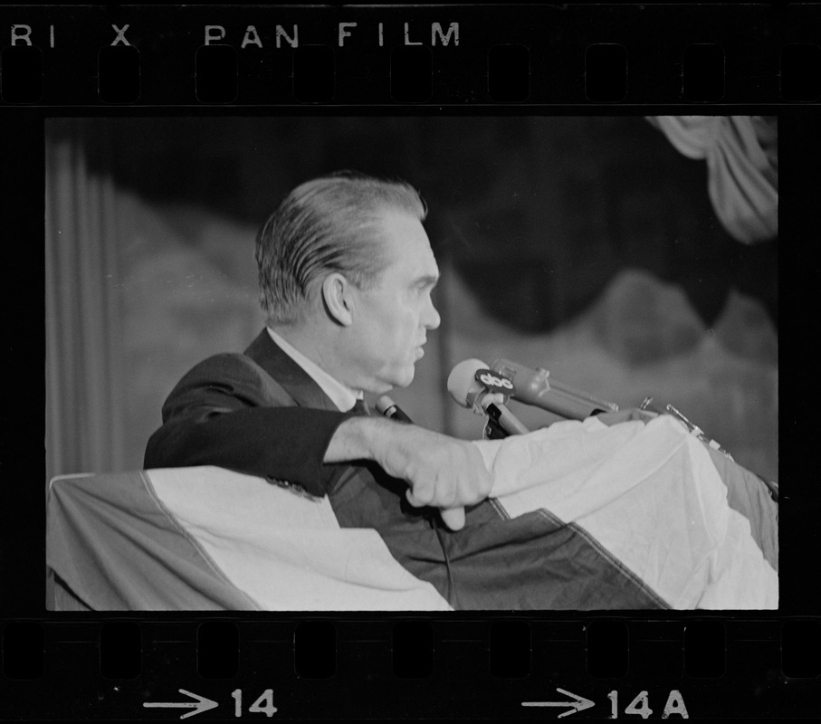 George Wallace, former governor of Alabama, speaking at presidential ...