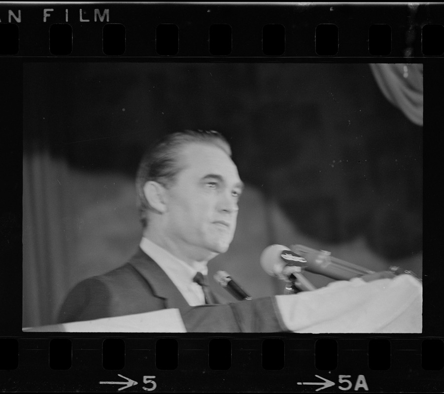 George Wallace, former governor of Alabama, speaking at presidential ...