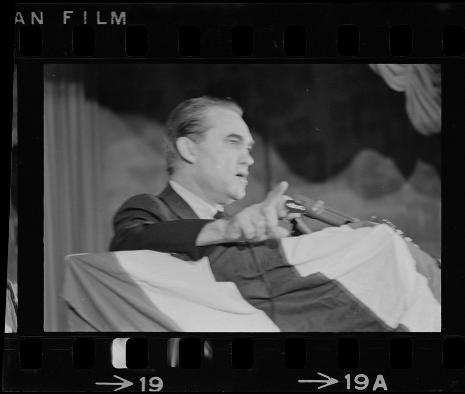 George Wallace, former governor of Alabama, speaking at presidential ...