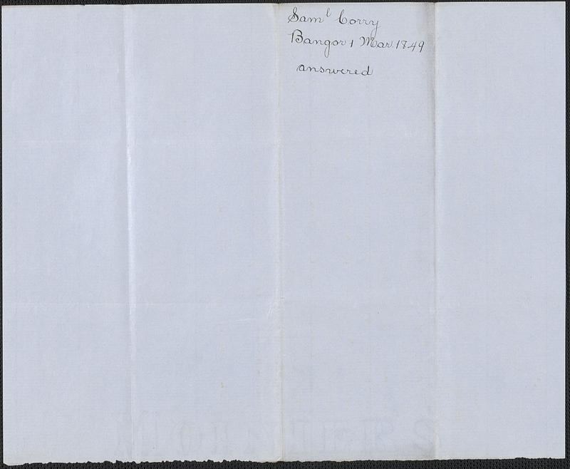 Samuel Cony to George Coffin, 1 March 1849 - Digital Commonwealth