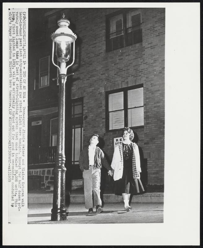 End of an Era - Teen-agers Jimmie Weiner and Elaine Katuran walk hand ...