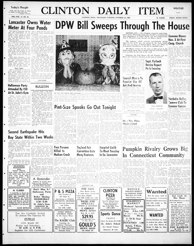 Clinton Daily Item. October 31, 1963 - Digital Commonwealth