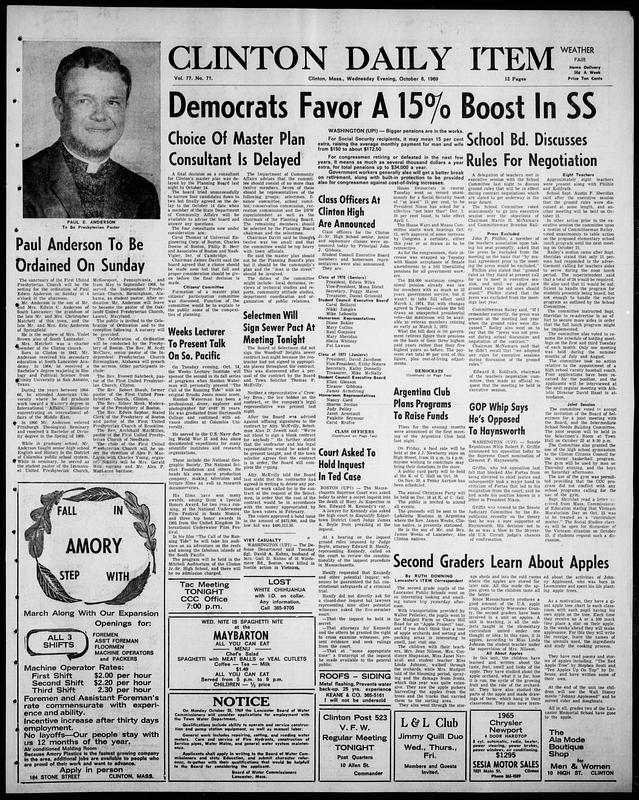 Clinton Daily Item. October 08, 1969 - Digital Commonwealth