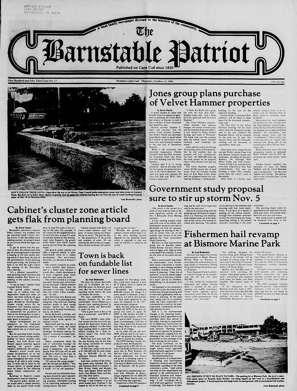 Barnstable Patriot. October 13, 1983 - Digital Commonwealth