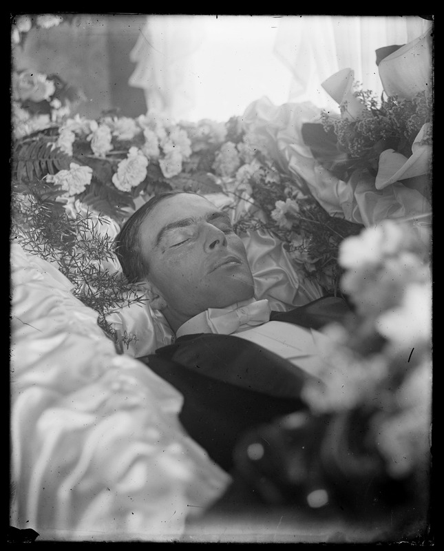 Man in casket - Digital Commonwealth