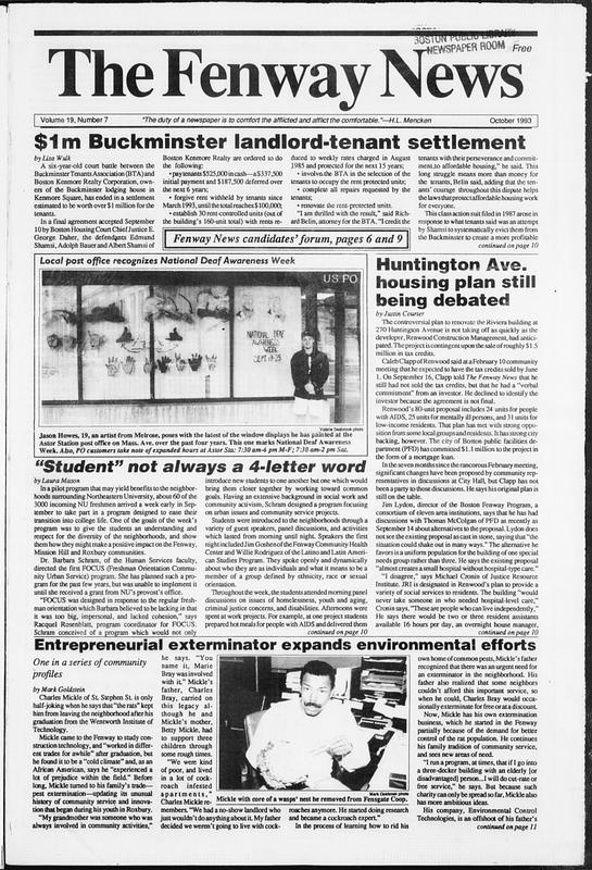 The Fenway News. October 01, 1993 - Digital Commonwealth