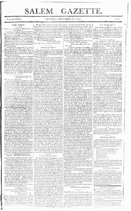 The Salem Gazette. December 22, 1812 - Digital Commonwealth