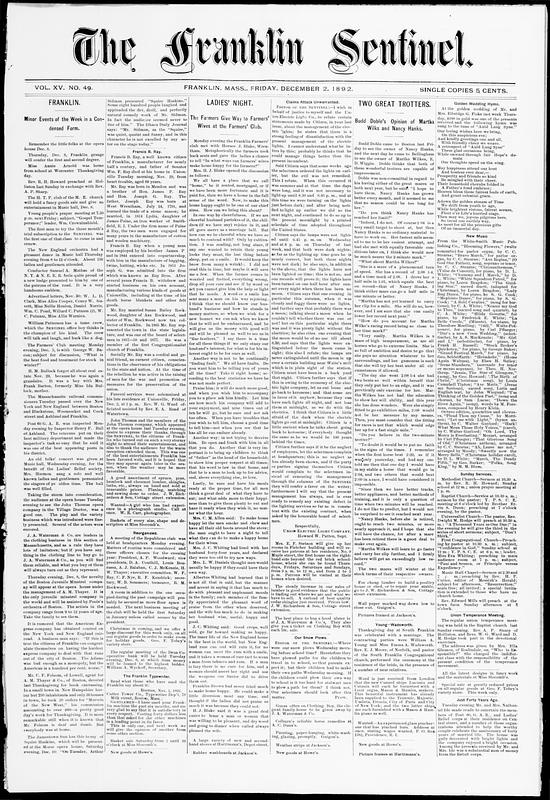 The Franklin Sentinel. December 02, 1892 - Digital Commonwealth