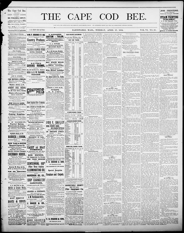 The Cape Cod Bee. April 27, 1886 - Digital Commonwealth