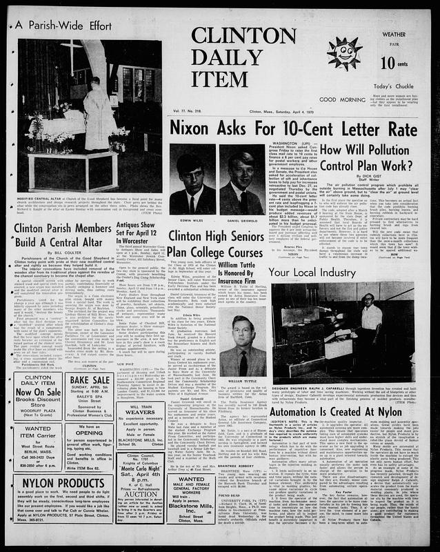 Clinton Daily Item. April 04, 1970 - Digital Commonwealth