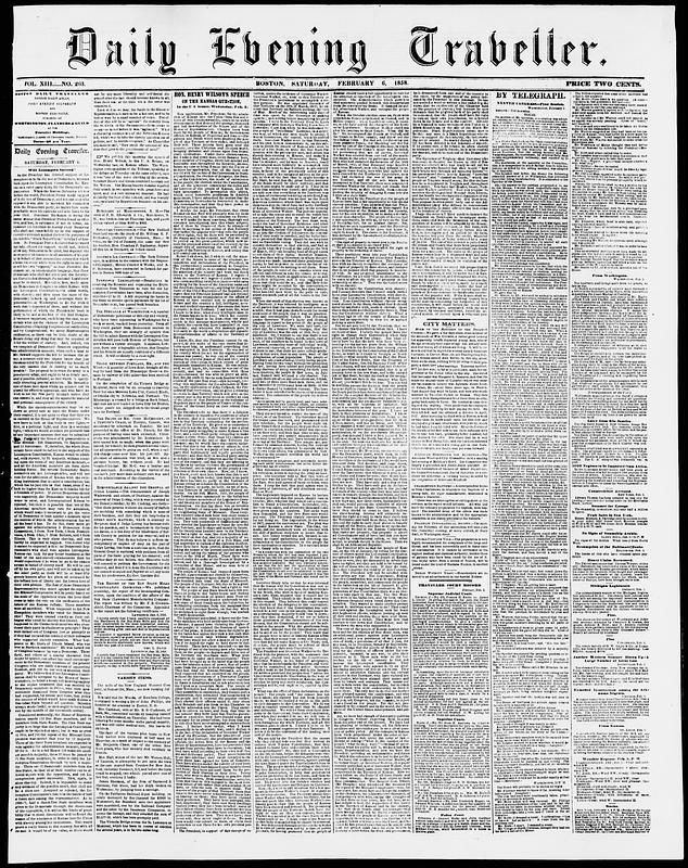 Daily Evening Traveller. February 06, 1858 - Digital Commonwealth