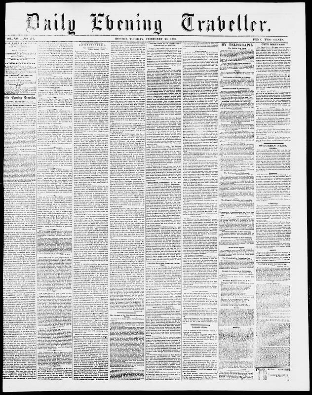 Daily Evening Traveller. February 23, 1858 - Digital Commonwealth