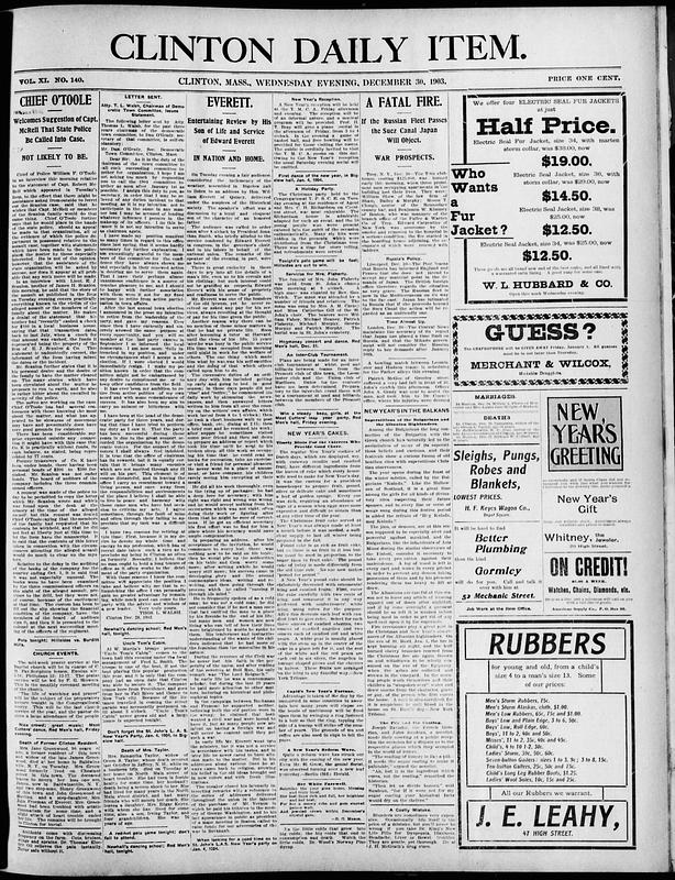 Clinton Daily Item. December 30, 1903 - Digital Commonwealth