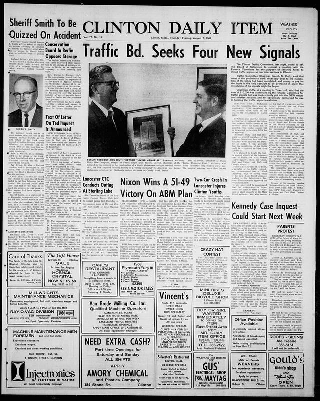 Clinton Daily Item. August 07, 1969 - Digital Commonwealth