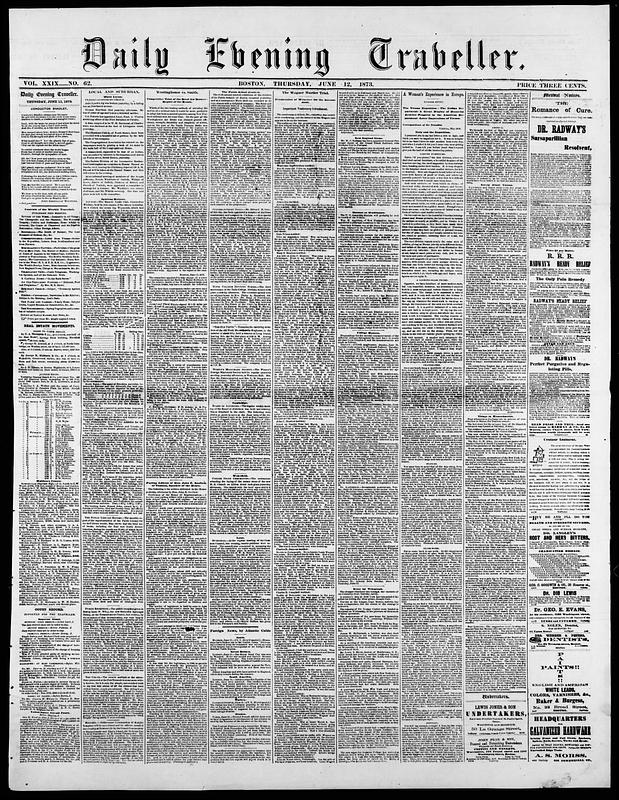 Daily Evening Traveller. June 12, 1873 - Digital Commonwealth