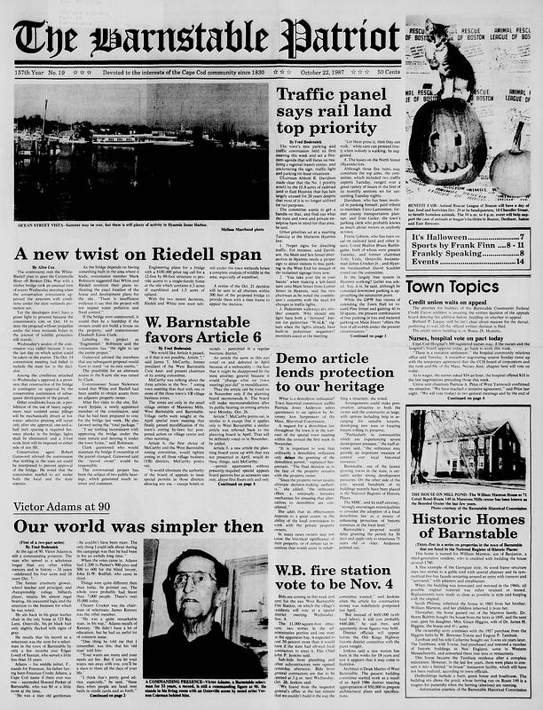 Barnstable Patriot. October 22, 1987 - Digital Commonwealth