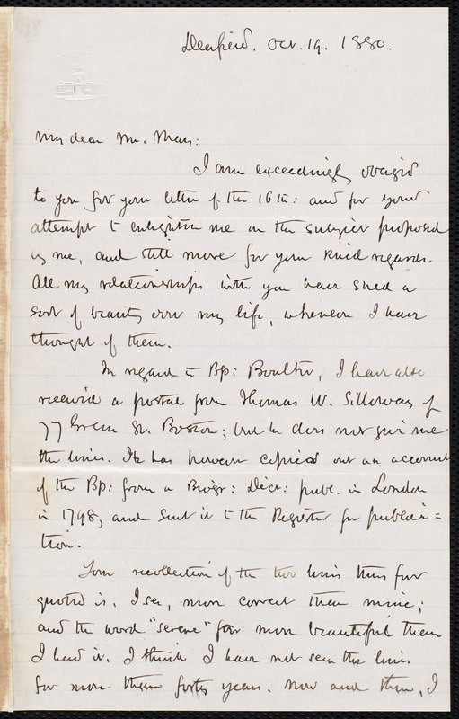 Letter from Edgar Buckingham, Deerfield, [Mass.], to Samuel May, Oct ...