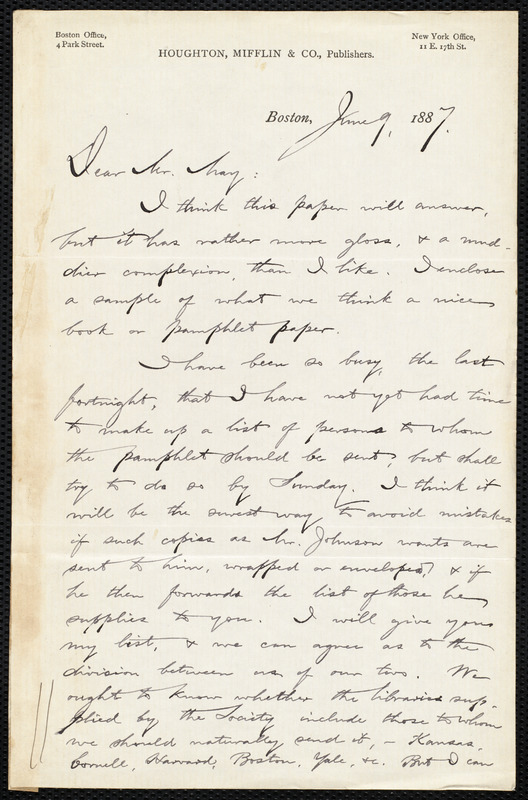 Letter from Francis Jackson Garrison, Boston, to Samuel May, June 9 ...
