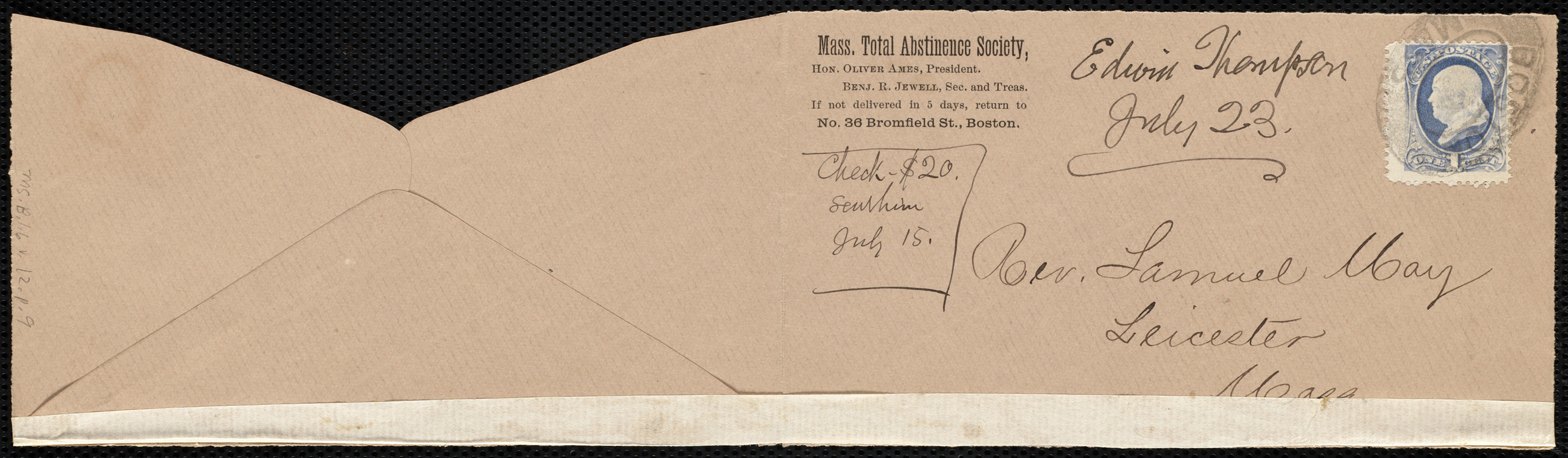 Draft of a letter from Samuel May, to Edwin Thompson, July 23, [1887 ...
