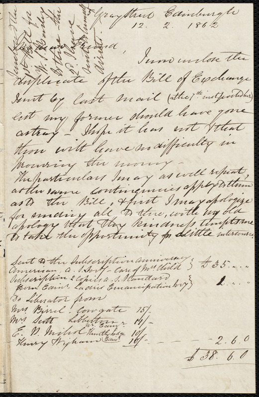 Letter from Eliza Wigham, Edinburgh, to Samuel May, 12.2.1862 - Digital ...