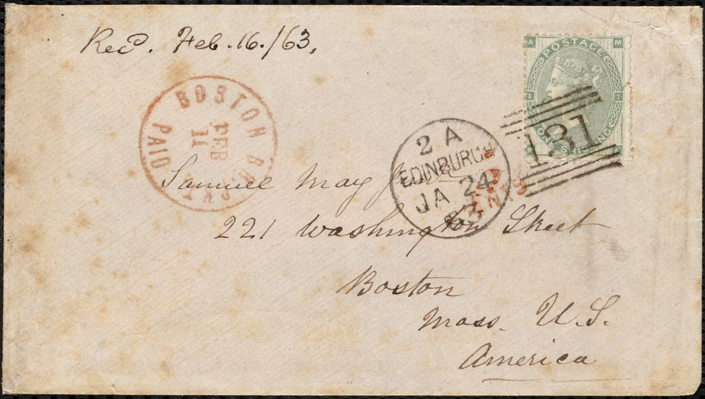 Letter from Eliza Wigham, Edinburgh, to Samuel May, 23.1.63 - Digital ...