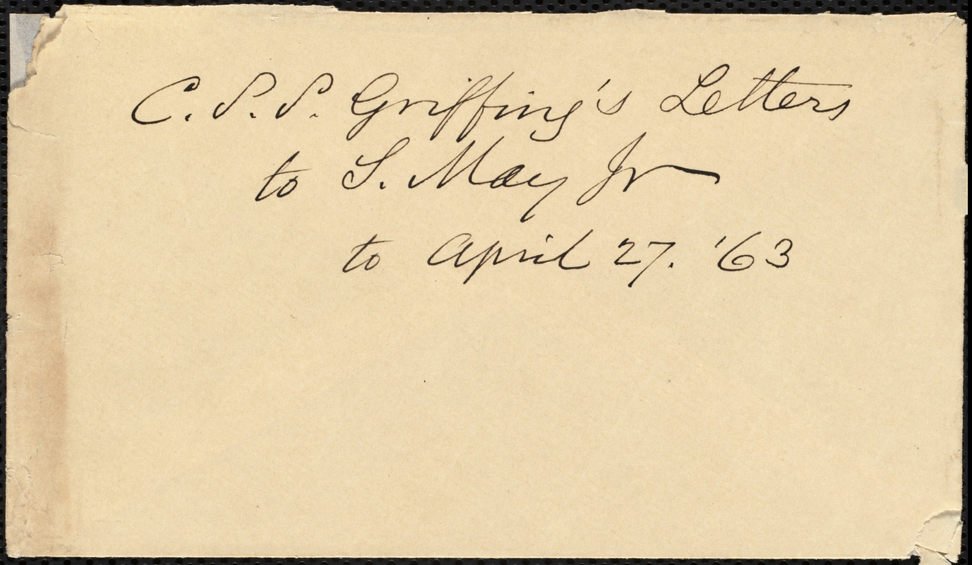 Letter from Charles Stockman Spooner Griffing, Jefferson, Ashtabula Co ...