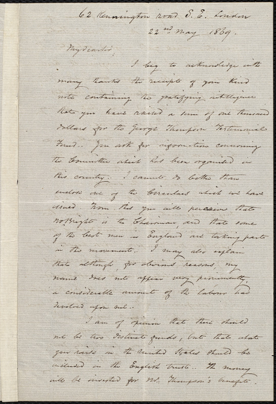 Letter from Frederick William Chesson, London, to Samuel May, 22nd May ...