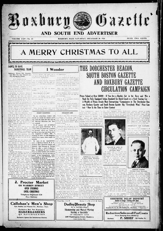 Roxbury Gazette and South End Advertiser, December 20, 1924 - Digital ...