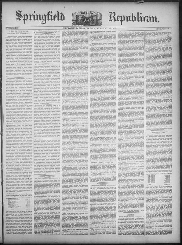 Springfield Weekly Republican. January 25, 1878 - Digital Commonwealth
