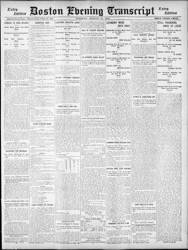Boston Evening Transcript. August 11, 1914 - Digital Commonwealth