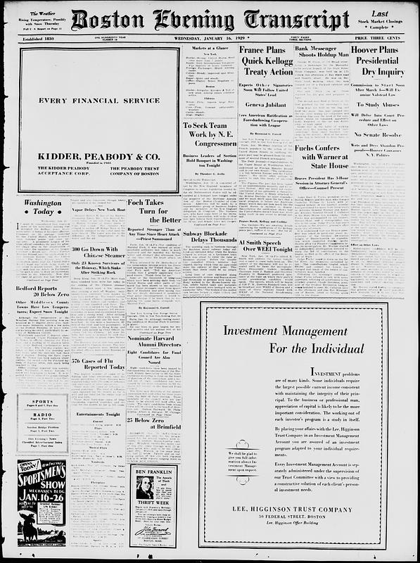 Boston Evening Transcript. January 16, 1929 - Digital Commonwealth