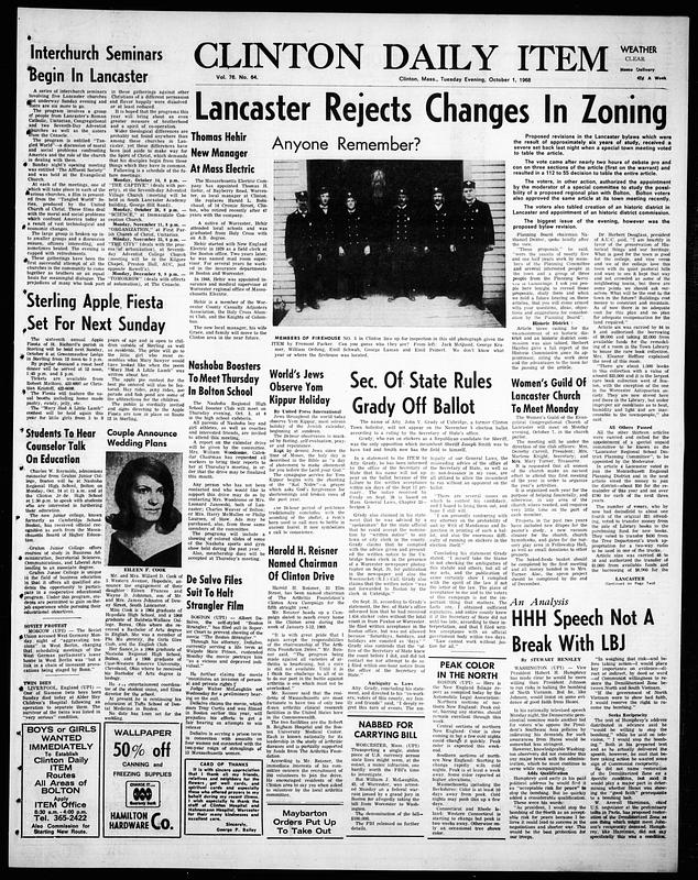 Clinton Daily Item. October 01, 1968 - Digital Commonwealth