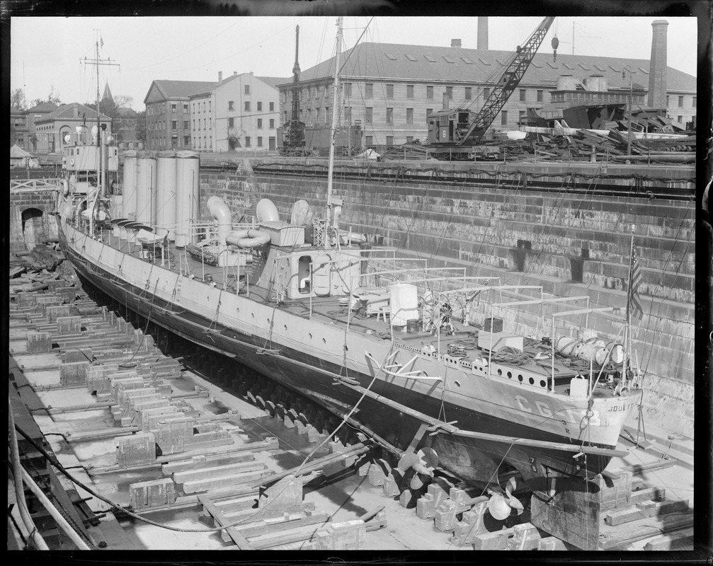 Coast Guard steamer CG-13, the Jouett, on drydock in Navy Yard ...